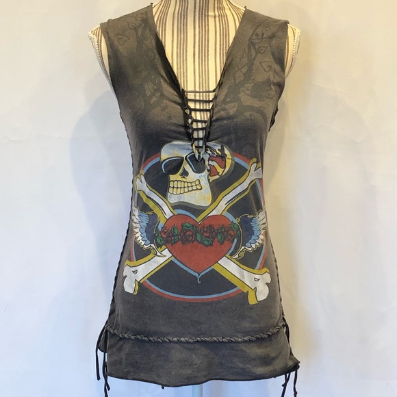Kimikal | Tops | Kimikal Crossbones And Heart With Wings Tshirt | Poshmark
